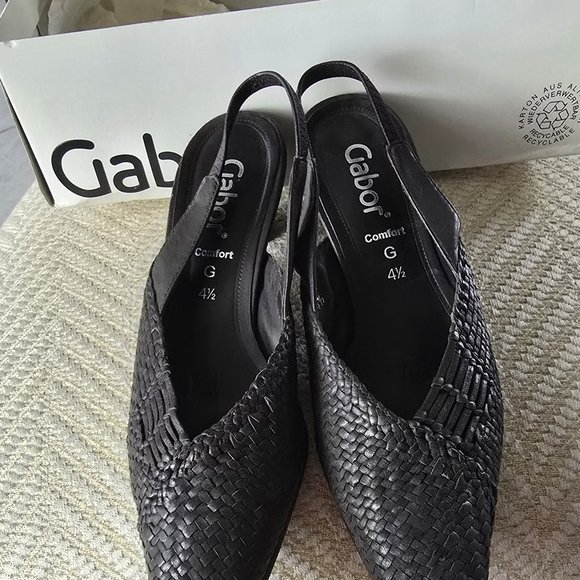 Gabor | Shoes | Gabor Black Woven Heels With Open Back | Poshmark